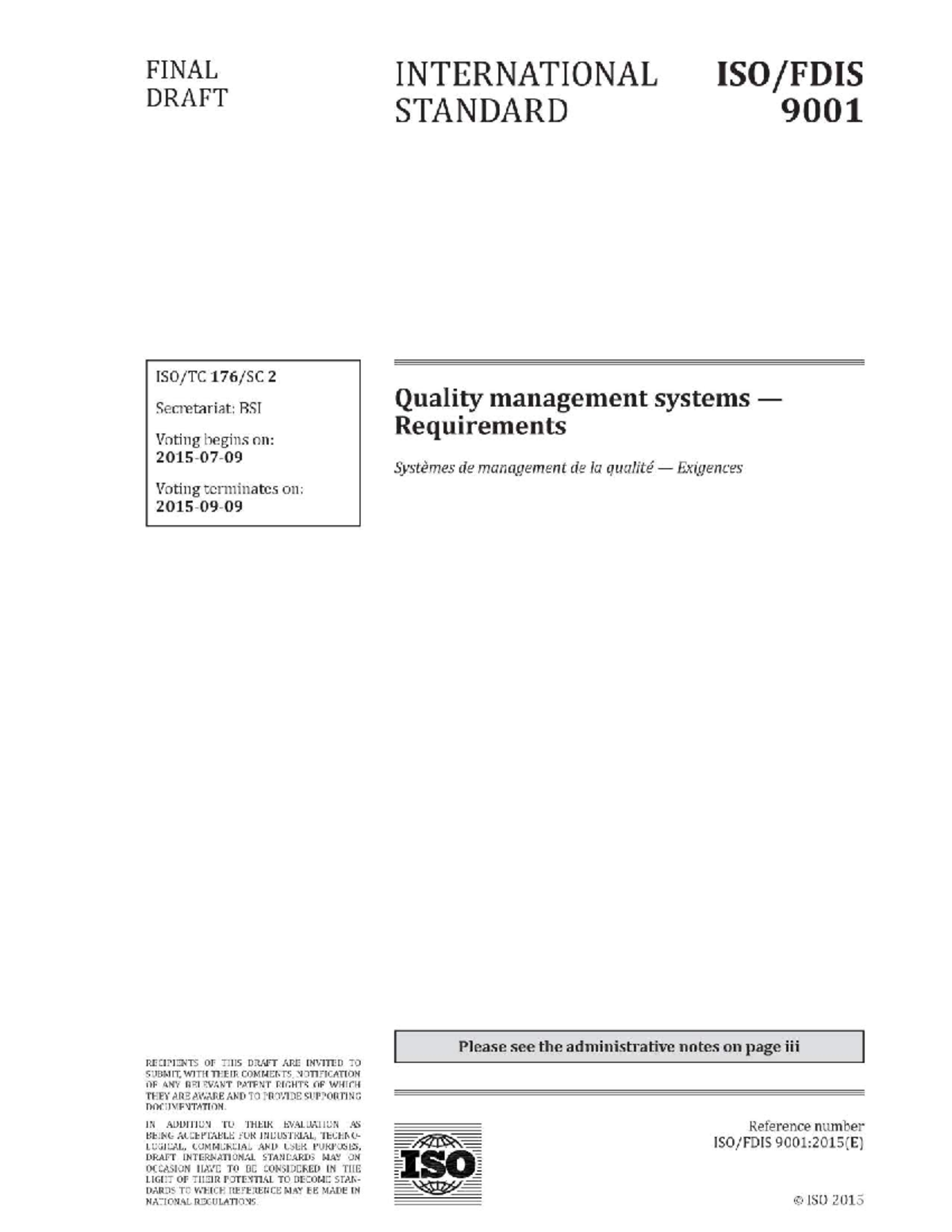 ISO-9001-2015 - ISO 9001 English - FINAL INTERNATIONAL DRAFT STANDARD ...