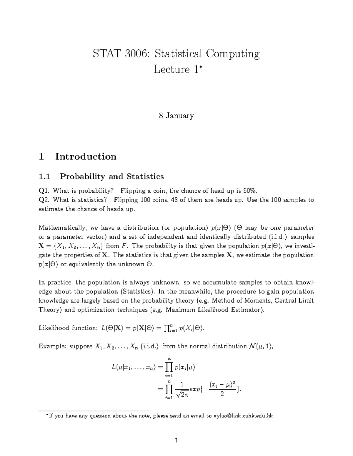 Lecture 1 - what is statistical computing? - STAT 3006: Statistical ...