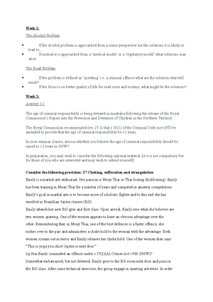 Week 3 Crim A - Summary of lecture notes, readings and seminar work ...