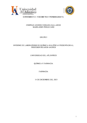 Informe 1. La Balanza Analítica Prac 1 - Warning: TT: undefined function: 32 Laboratorio de ...
