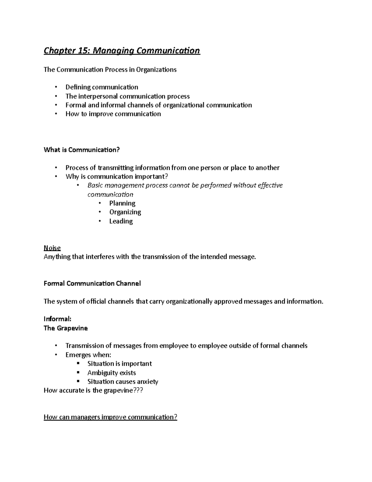 Chapter 15 Managing Communication - Chapter 15: Managing Communication ...