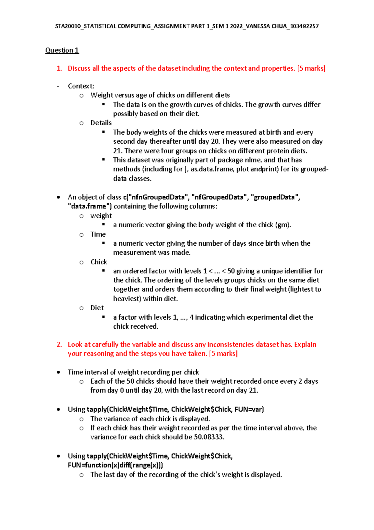 Assignment Part 1 (HD 88%) - Question 1 Discuss all the aspects of the ...