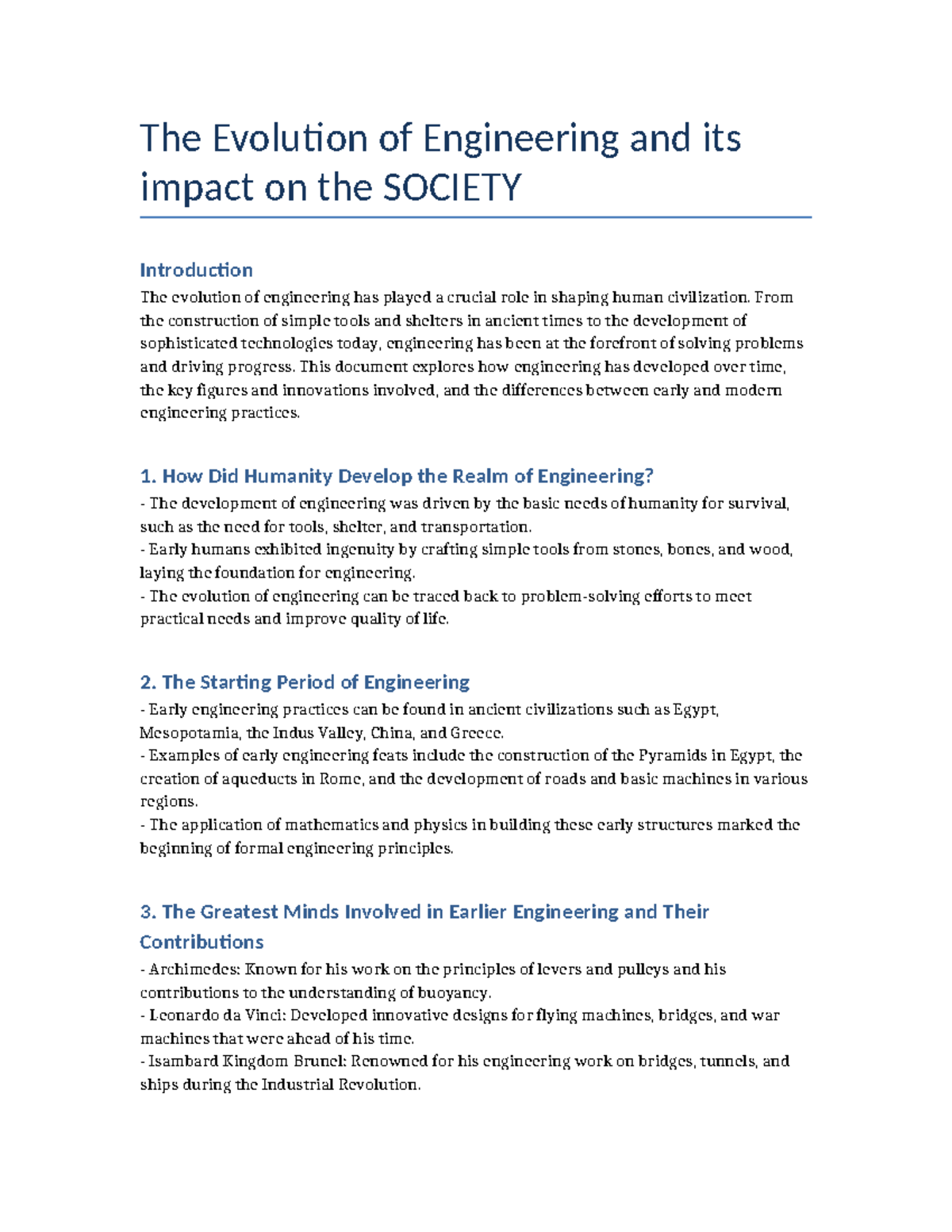 Updated Evolution of Engineering and its impact on Society - The ...