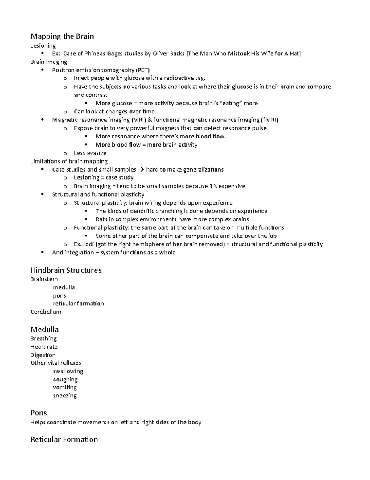 Psych Lecture 2 Notes - Mapping the Brain Lesioning Ex: Case of Phineas ...
