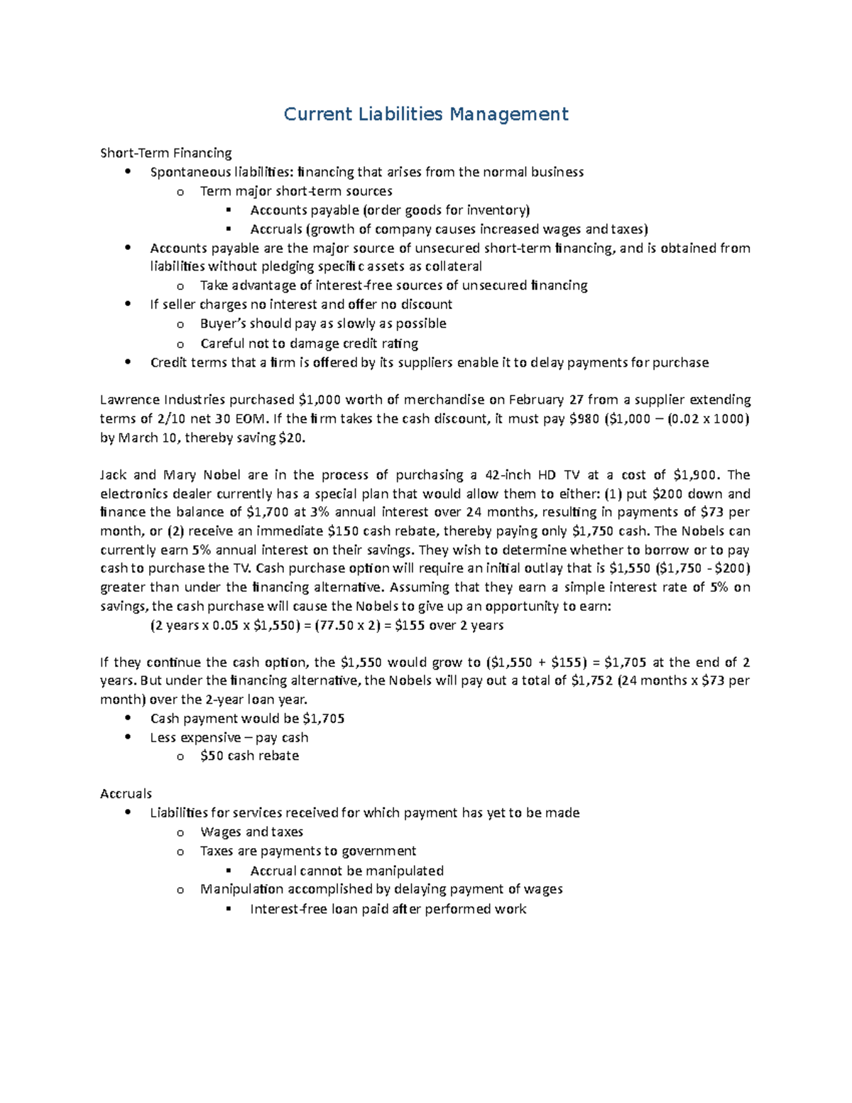 Current Liabilities Management - Current Liabilities Management Short ...
