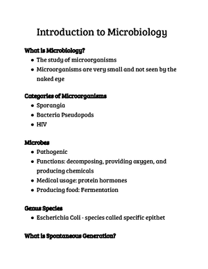 Exam 1 notes - Summary Biology Of Microorganisms - Chapter 1 ...