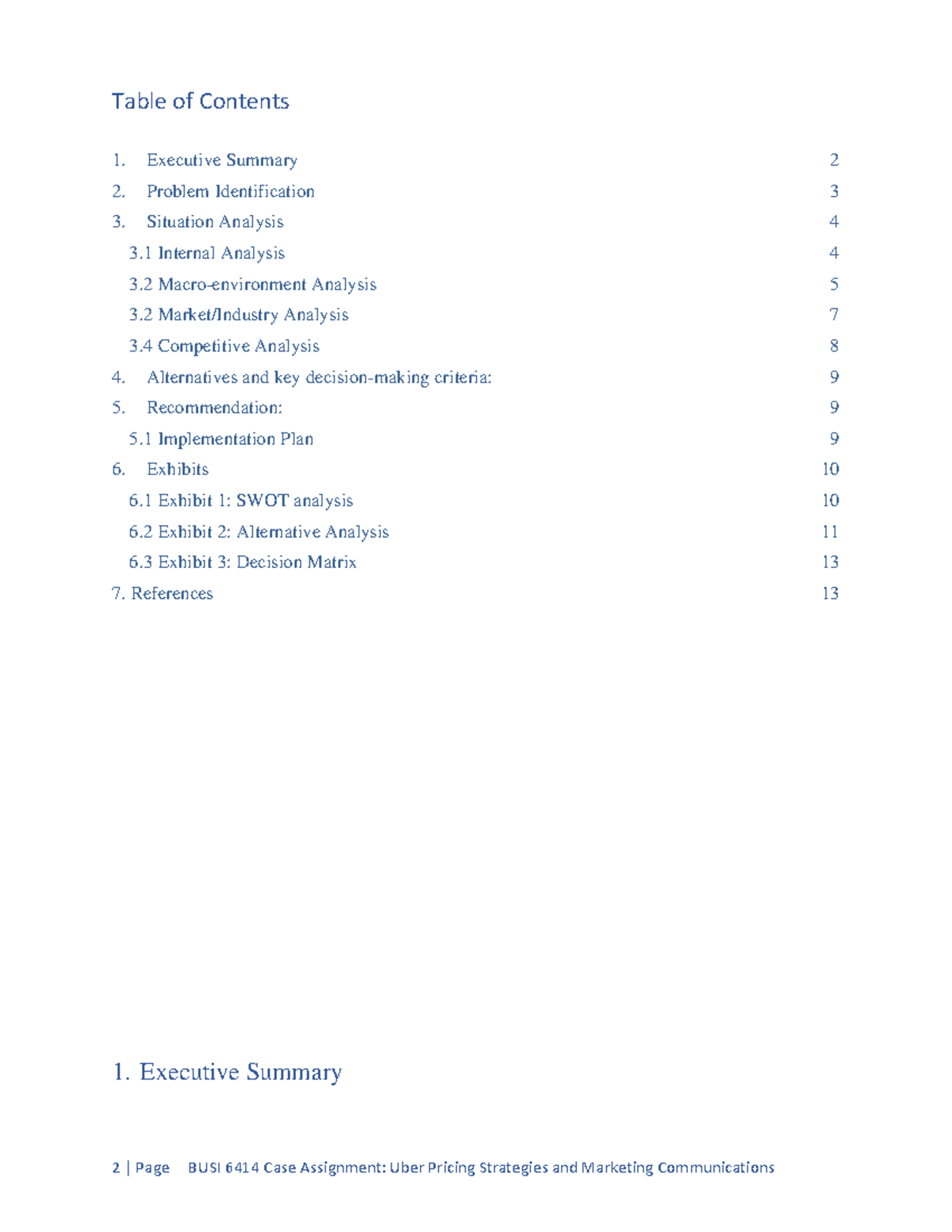 Uber Pricing Strategies and Marketing Communications - Table of ...