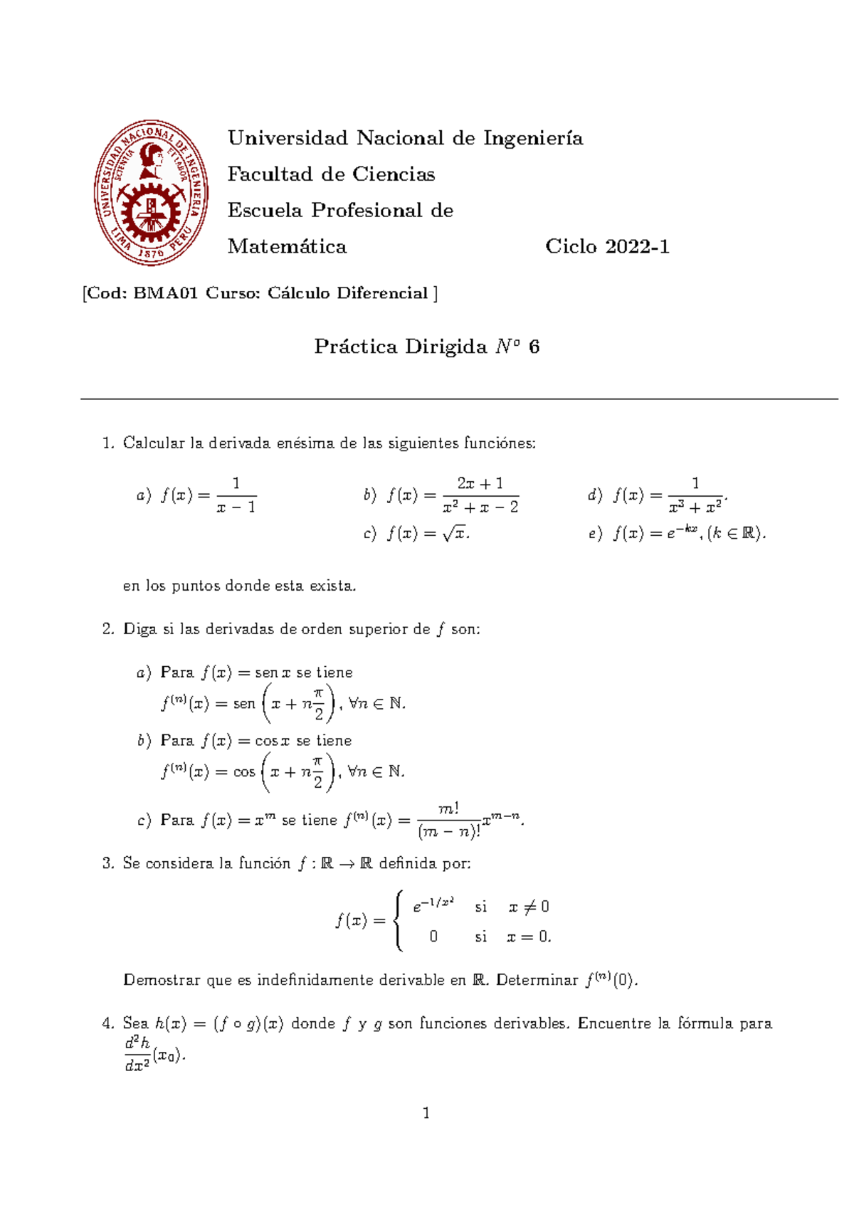 BMA01 2022 1 PD6 - examen - Universidad Nacional de Ingenier ́ıa Facultad de Ciencias Escuela ...