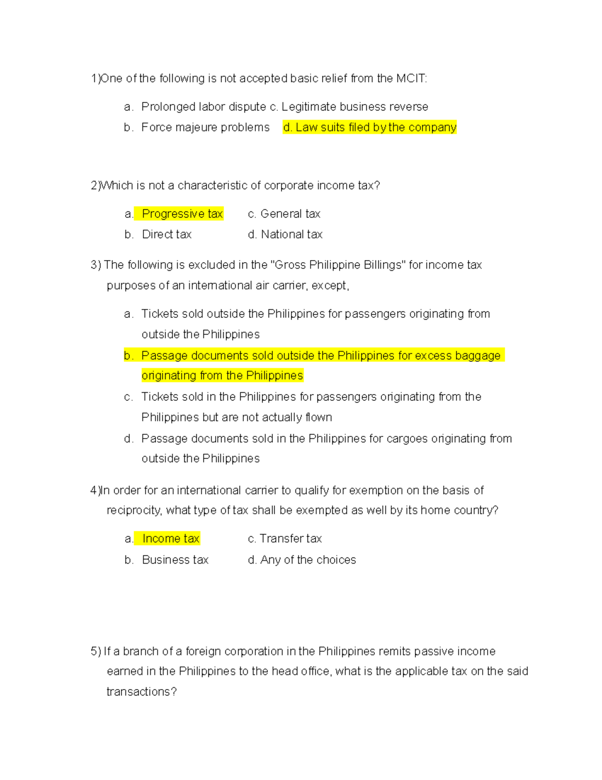 MCQ FOR EXAM - MCQ FOR EXAM - 1)One of the following is not accepted ...