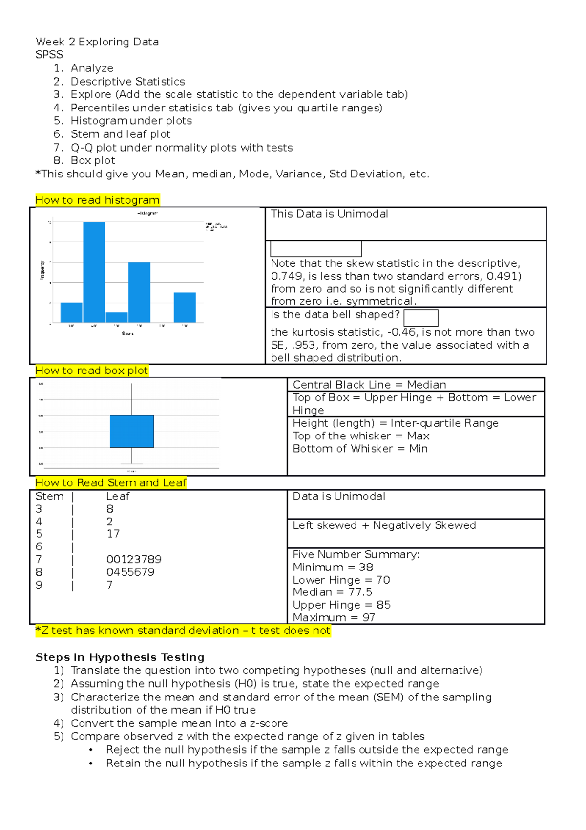 Quantitative Exam PREP - Week 2 Exploring Data SPSS 1. Analyze 2. Descriptive Statistics 3 ...