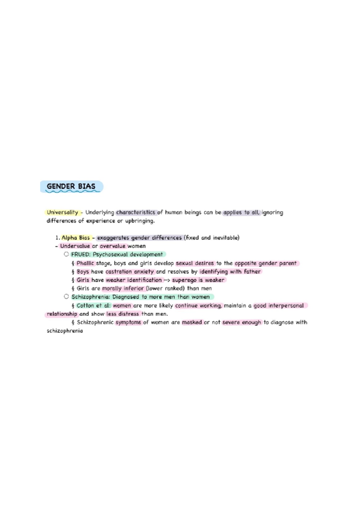 Alpha bias - GENDER BIAS Universality Underlying characteristics of ...