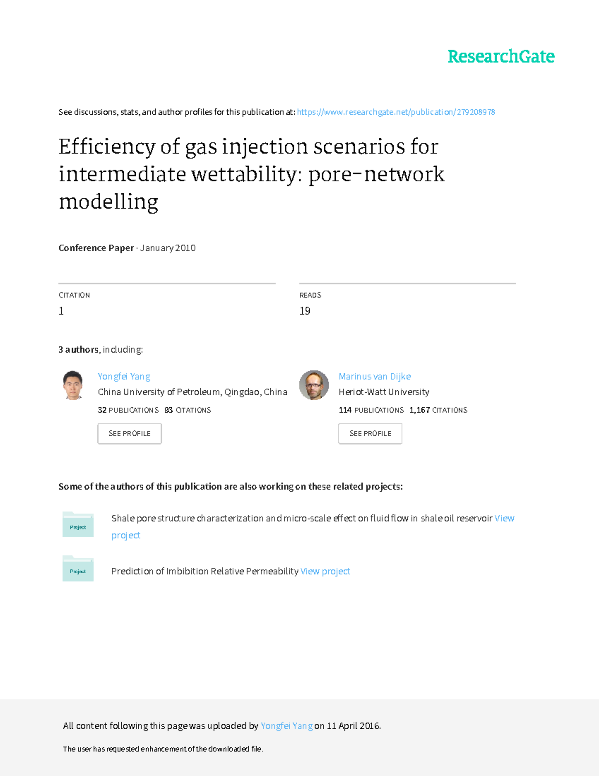 Efficiency OF GAS Injection Scenarios FOR Intermediate Wettability PORE ...