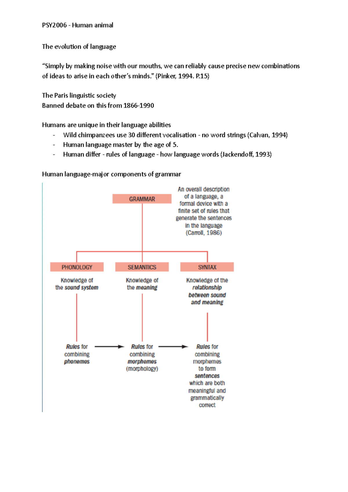 Week 17 - The evolution of language - The evolution of language “Simply ...