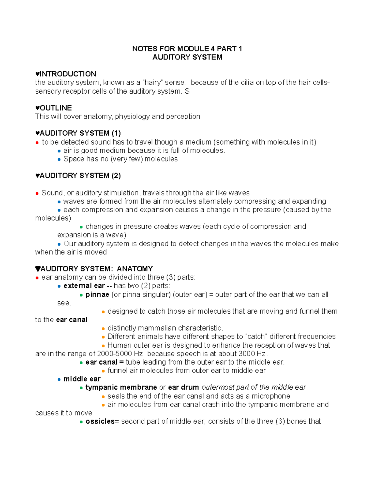 Notes for Module 3 part 3- (10 - NOTES FOR MODULE 4 PART 1 AUDITORY ...