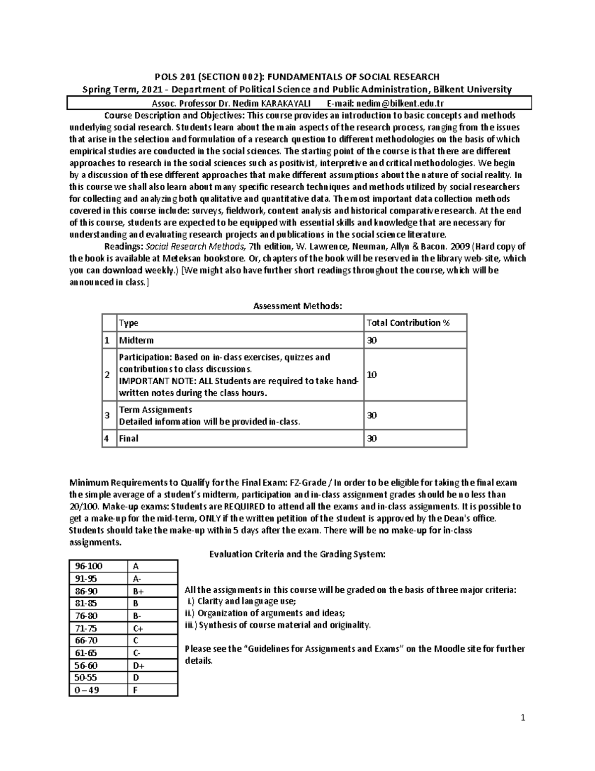 201 Outline 2021 Spring - 1 POLS 201 (SECTION 00 2 ): FUNDAMENTALS OF ...