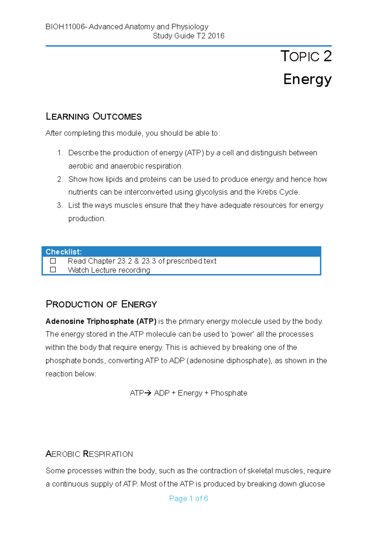 Topic 2 Energy - weekly study guide - Study Guide T2 2016 TOPIC 2 ...