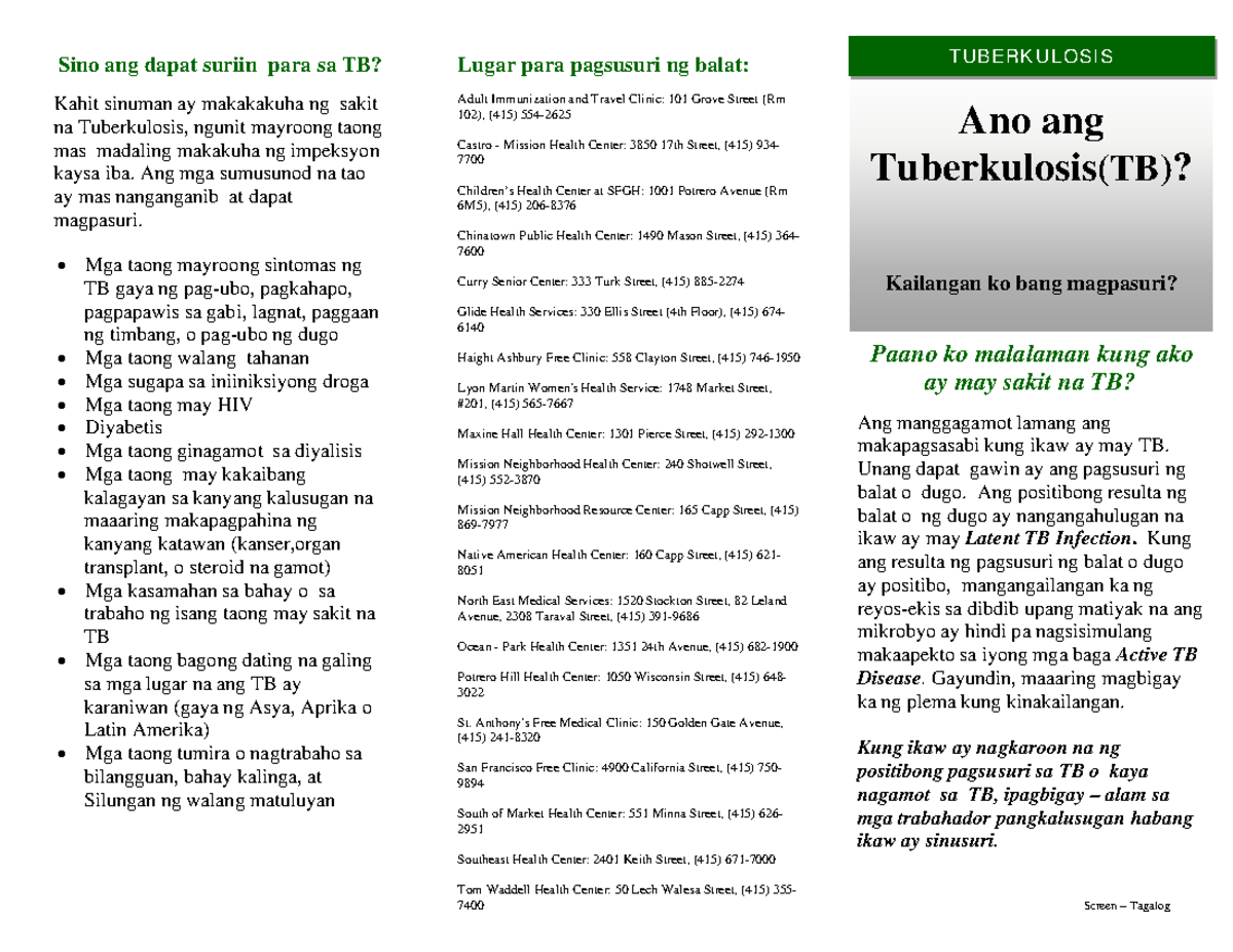 What is TB ta Brochure id958 - Ano ang Tuberkulosis(TB)? Kailangan ko ...