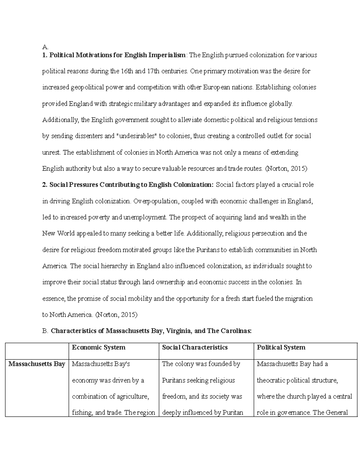 US History C121 Task 1 passed 1st attempt - A. Political Motivations ...