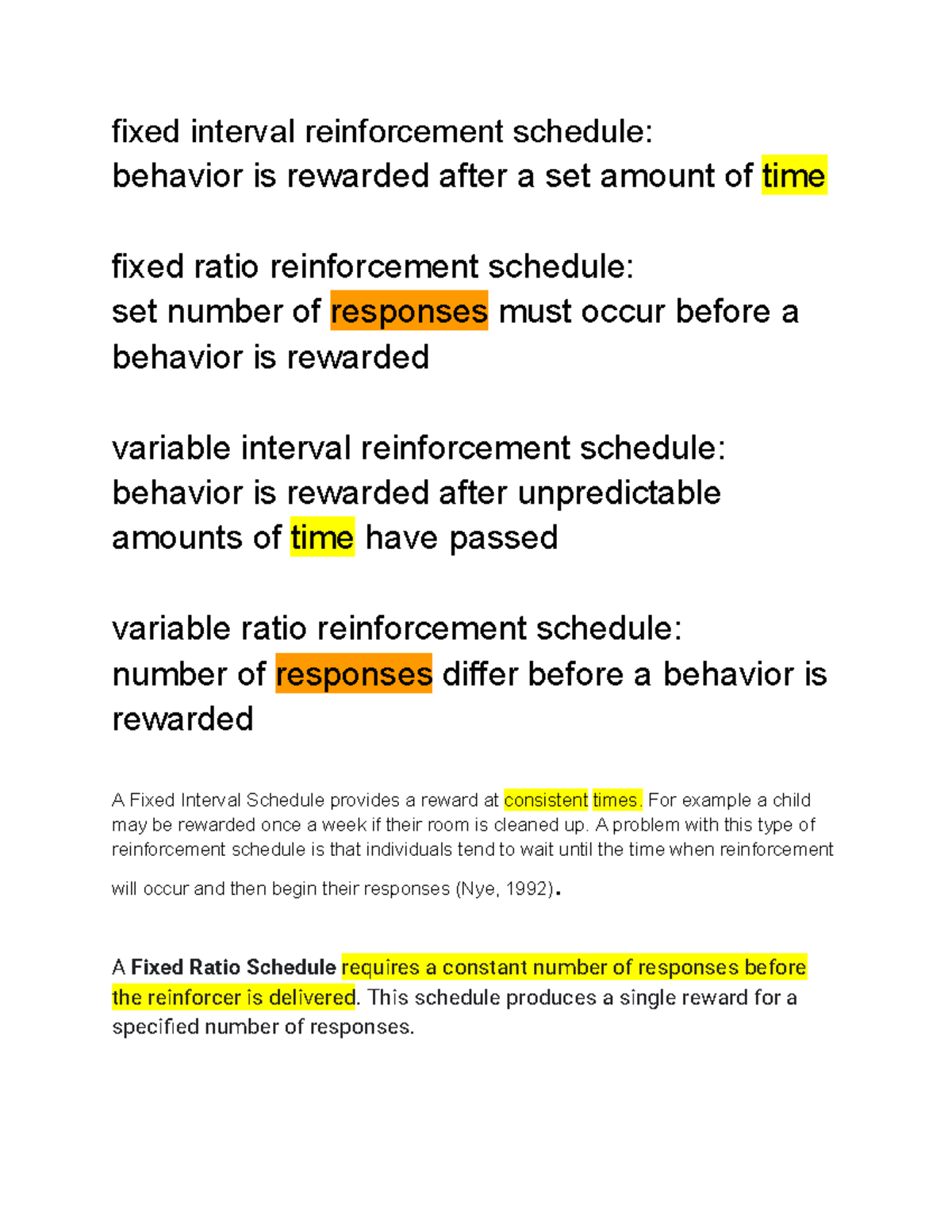 Fixed Variable Ratio Interval Fixed Interval Reinforcement Schedule Behavior Is Rewarded