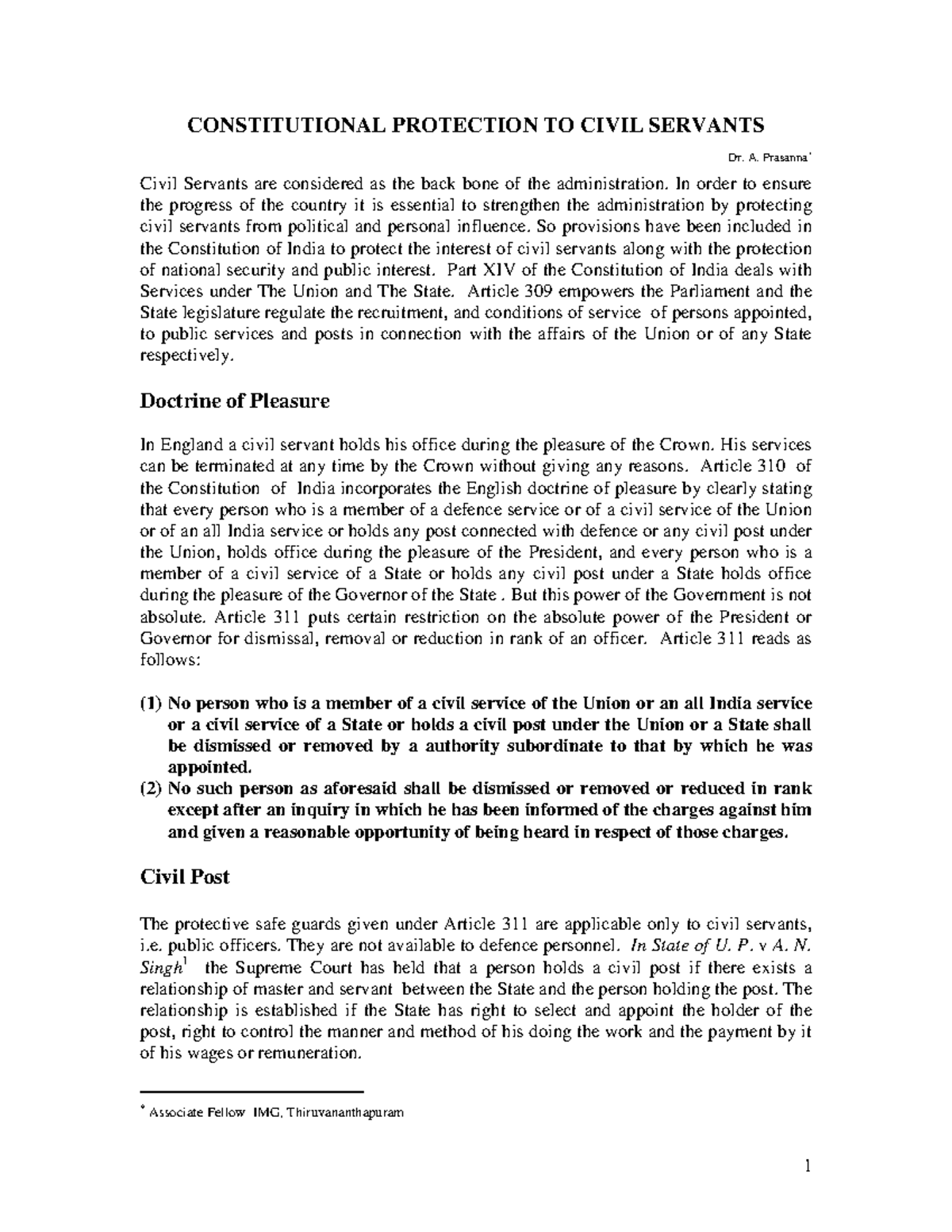 Cp to cs - Constitutional law notes - CONSTITUTIONAL PROTECTION TO ...