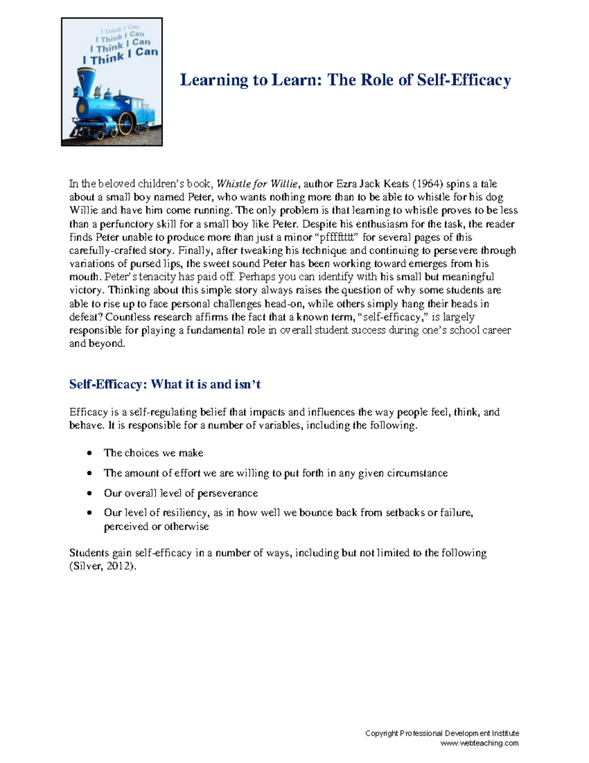 Learning to Learn - The Role of Self-Efficacy - Learning to Learn: The ...