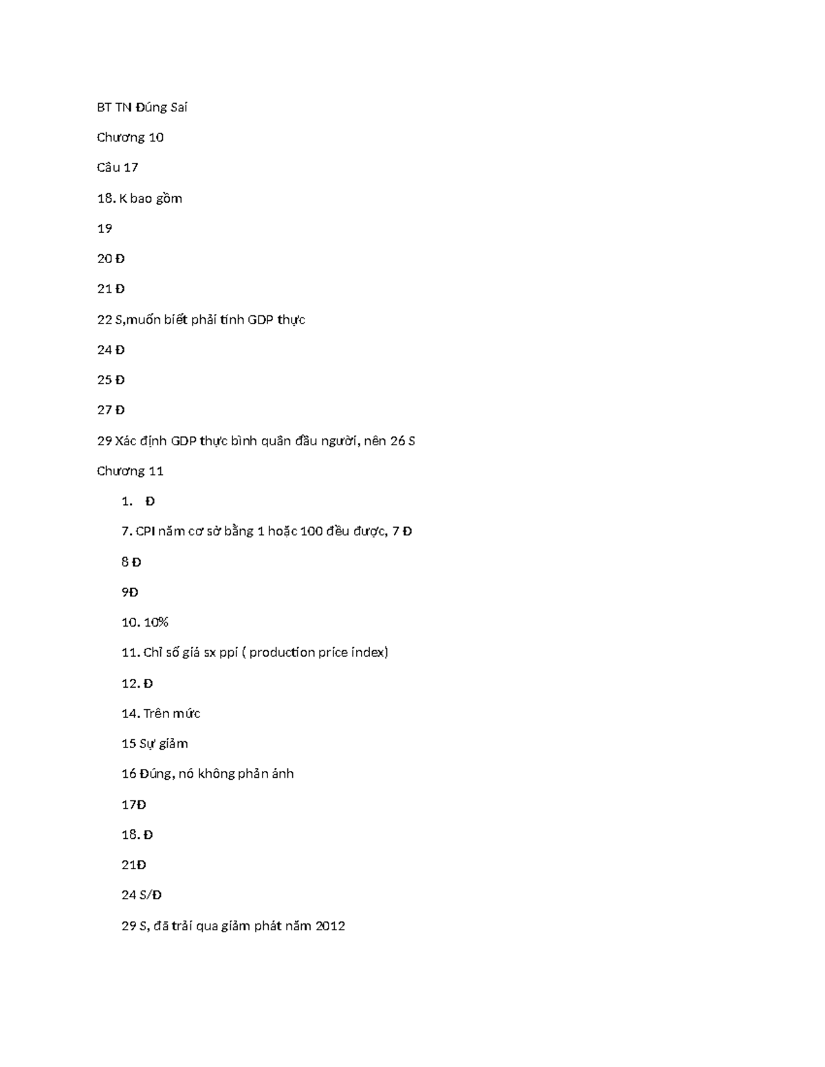 BT TN Đúng Sai - Note - Nguyên lý kế toán - BT TN Đúng Sai Chương 10 Câu 17 18. K bao gồm 19 20 ...