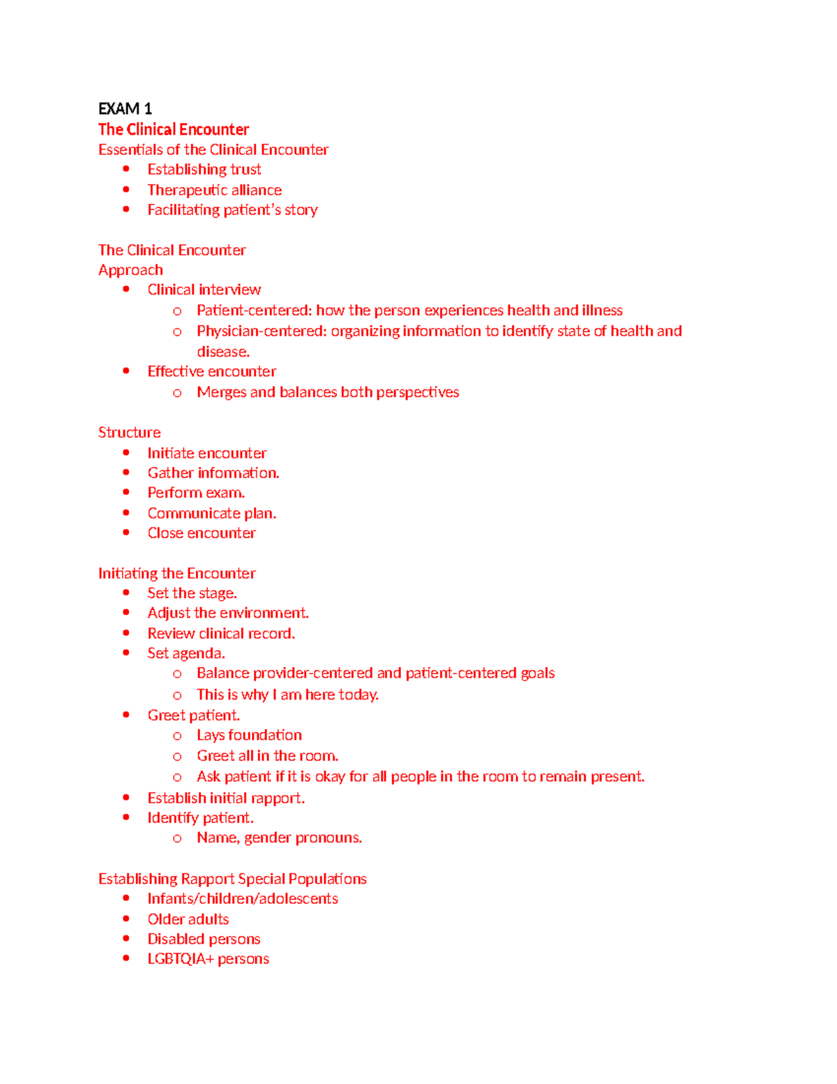 Diagnostics Class Notes - EXAM 1 The Clinical Encounter Essentials of ...