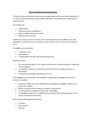Enfermeria Comunitaria- Parcial 1 - Enfermería Comunitaria - UNPSJB - Studocu