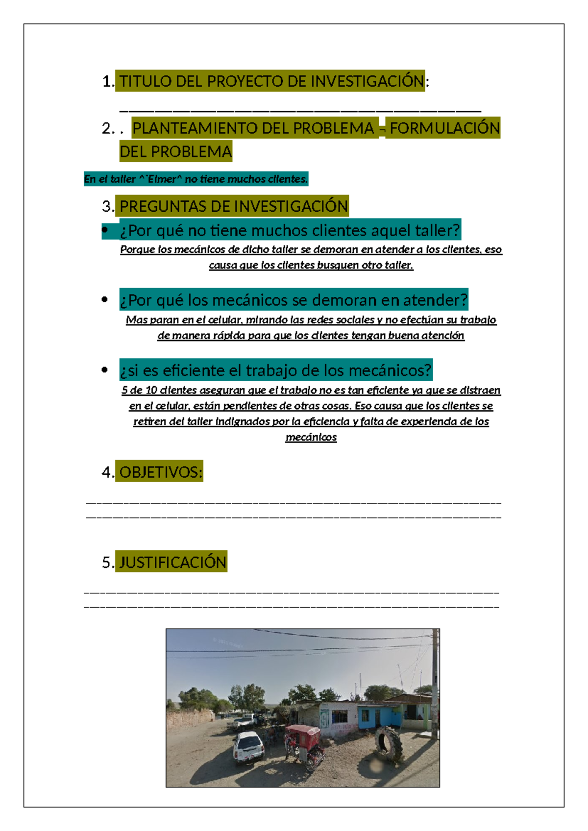 Titulo DEL Proyecto DE Investigación - 1. TITULO DEL PROYECTO DE ...