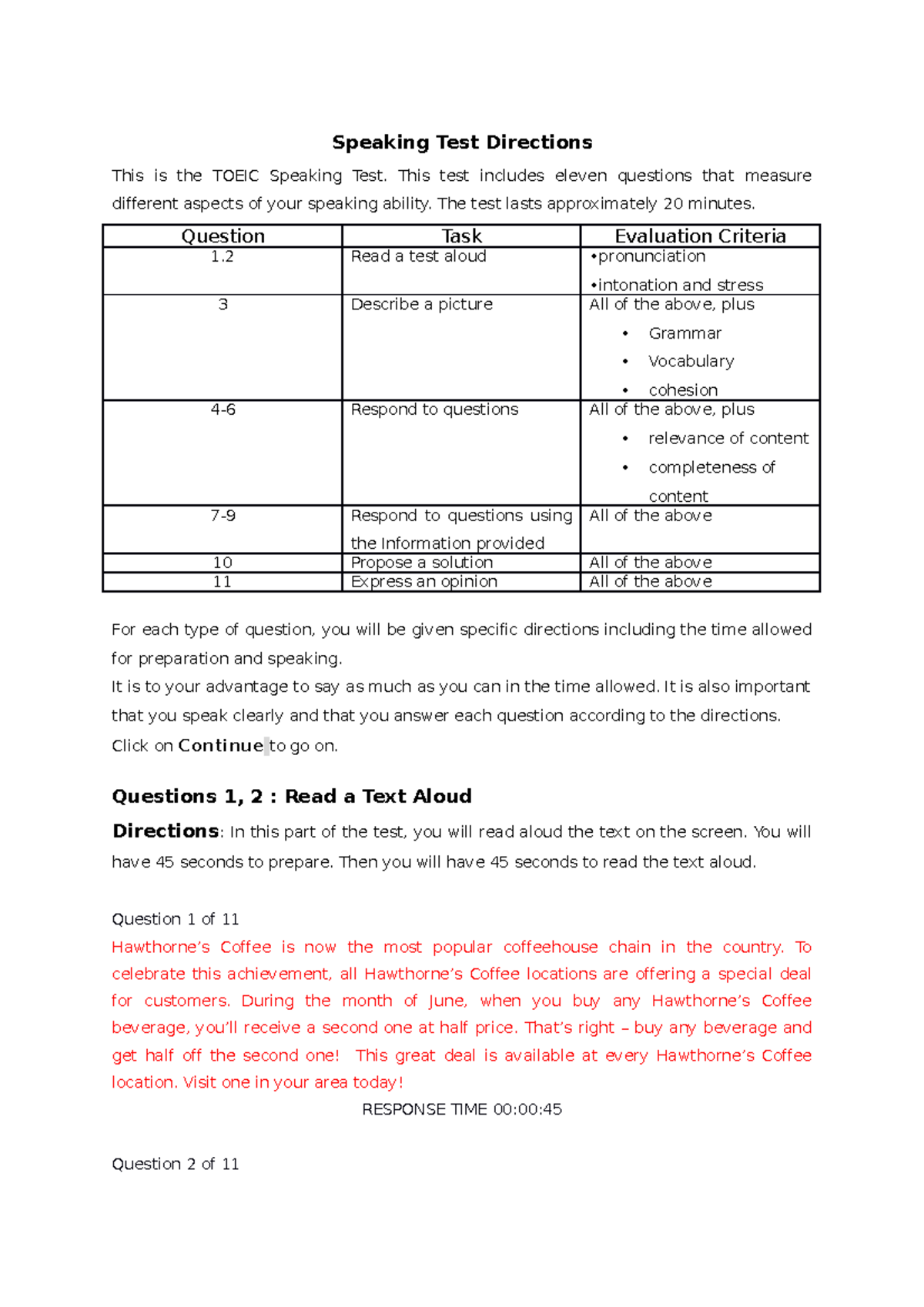 File 3(question 1~6) - File 3(question 1~6) - Speaking Test Directions ...