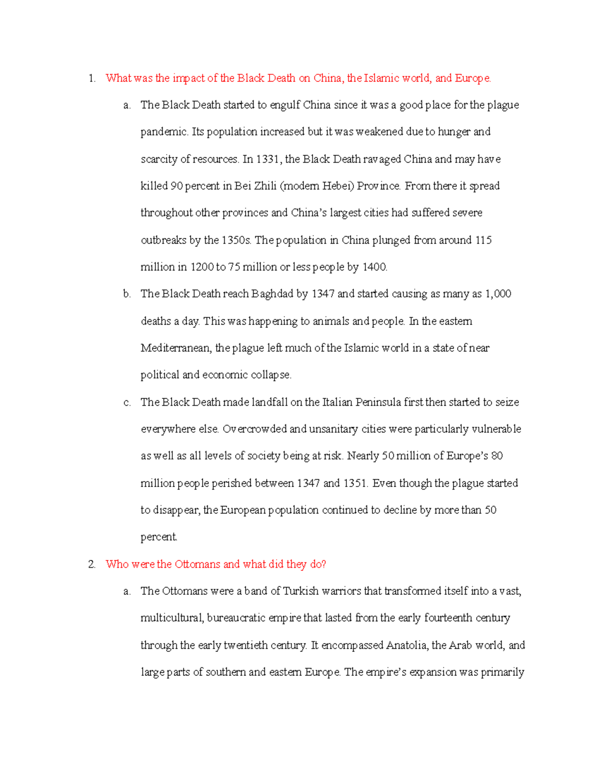 11 Reflection Assignment - What was the impact of the Black Death on ...
