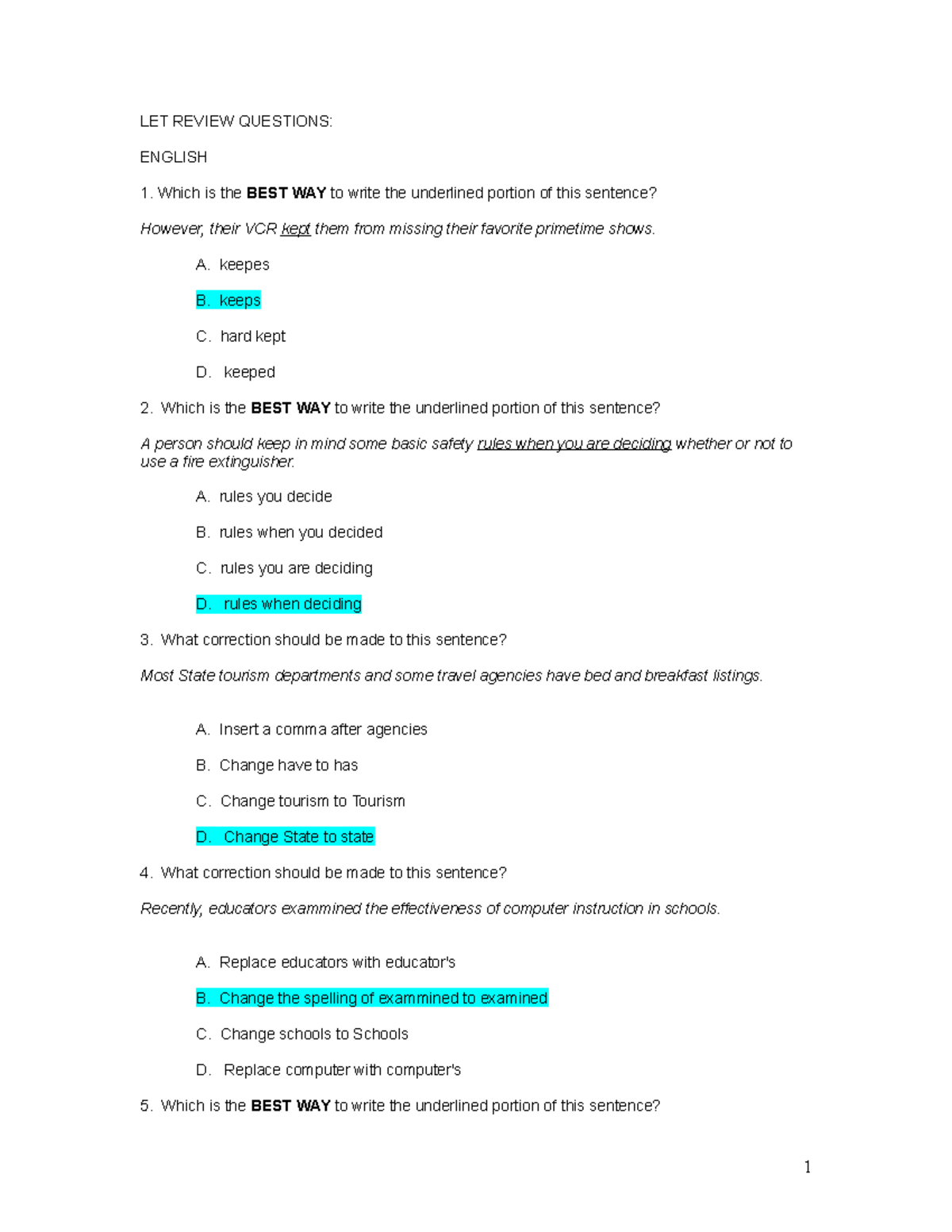 Let Review Questions With Answers - LET REVIEW QUESTIONS: ENGLISH Which ...