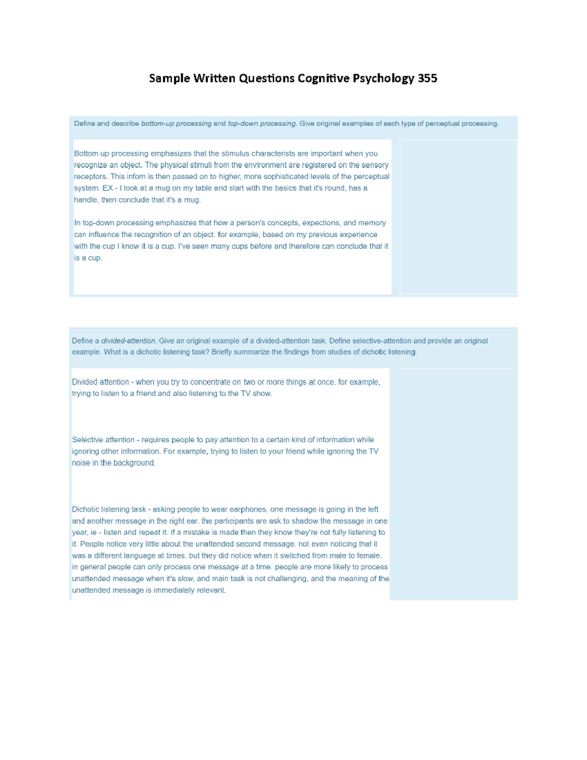 Sample Written Questions Psych 355 - Psyc 355 - Sample Written ...