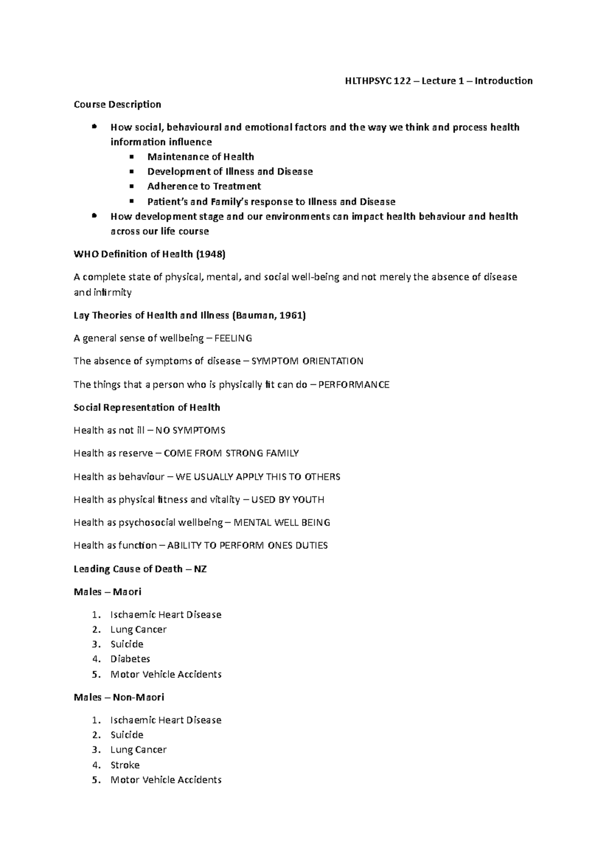 Lecture 1 Hlthpsyc 122 Lecture 1 Introduction Course Description How Social Behavioural