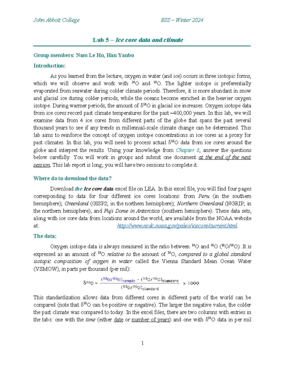 W24 Lab5 Ice Core - dcwdwfe - Lab 5 – Ice core data and climate Group ...