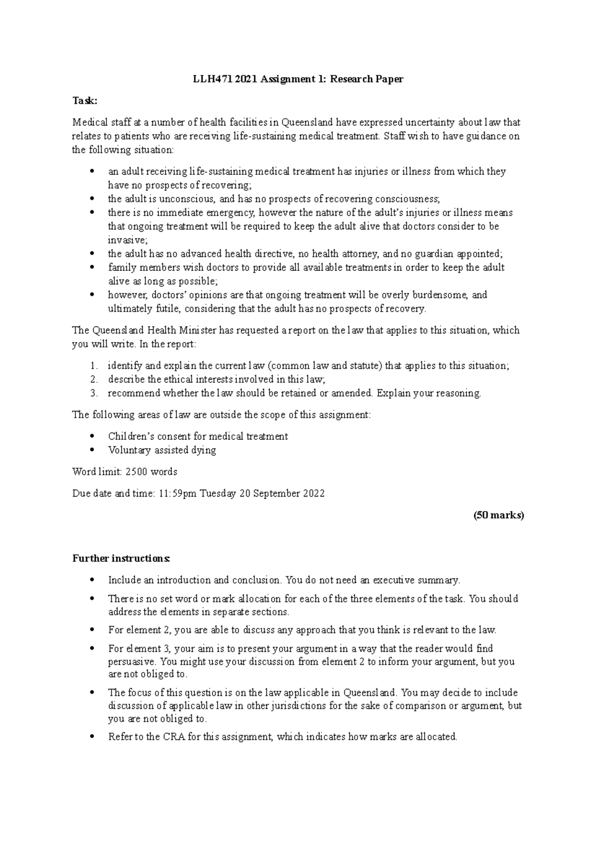 LLH471 Assignment question 2022 - LLH471 2021 Assignment 1: Research ...