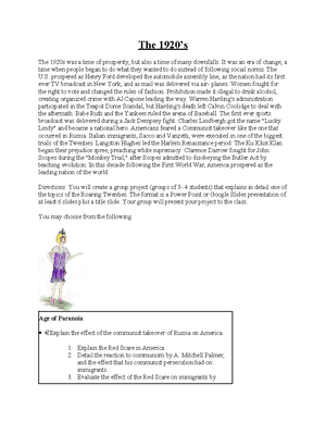 The century 1920-1929 boom to bust - “1920-1929 boom to bust” Answer ...