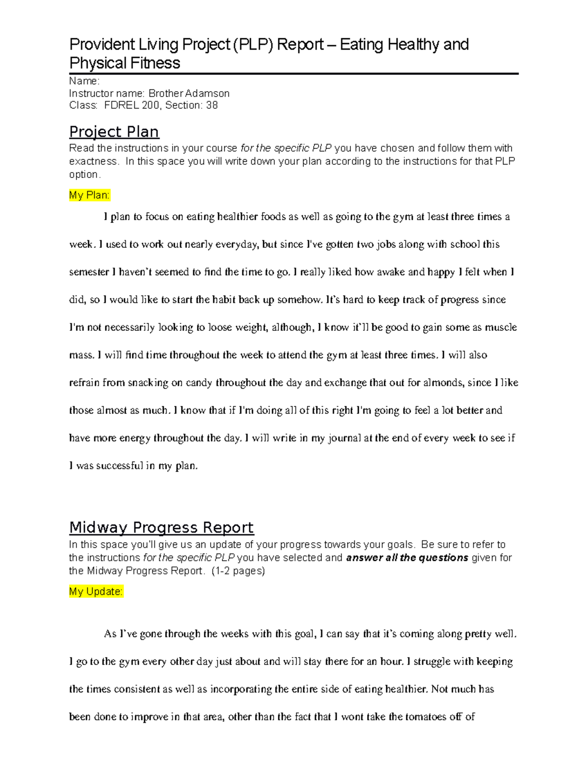 PLP 2 - second provident living plan outline - Provident Living Project ...