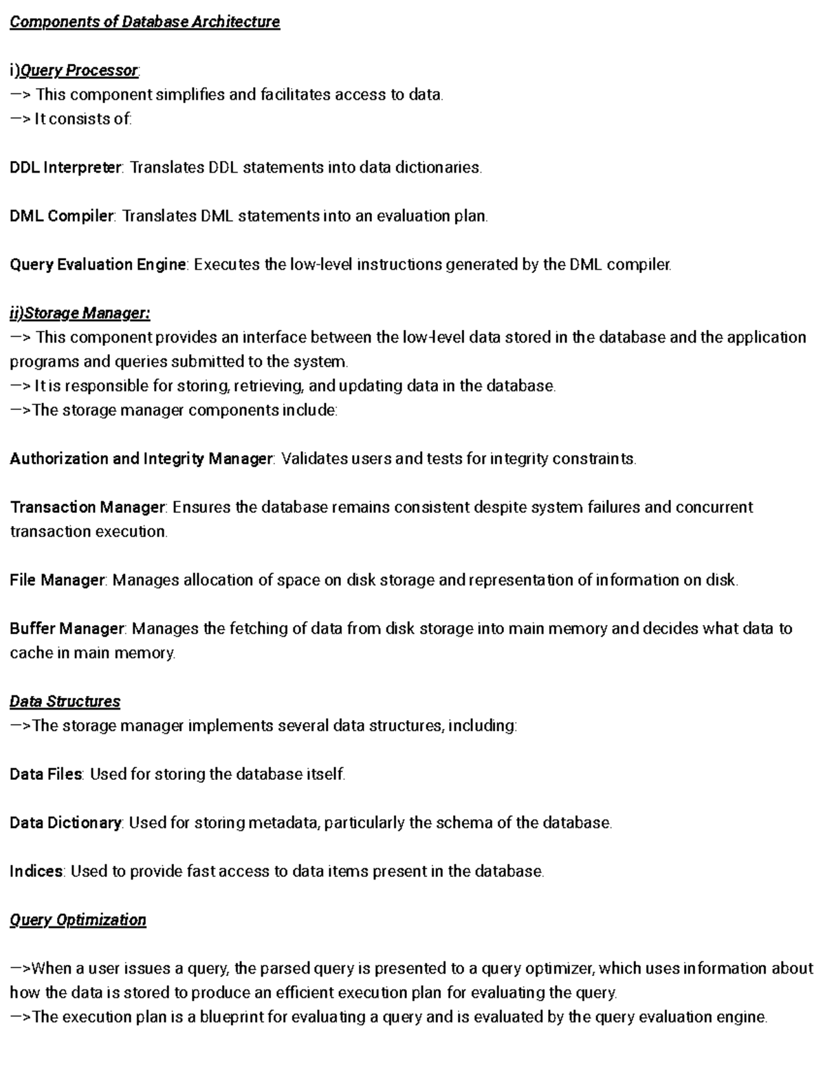 Text To Pdf - Fbms - Components of Database Architecture i)Query ...