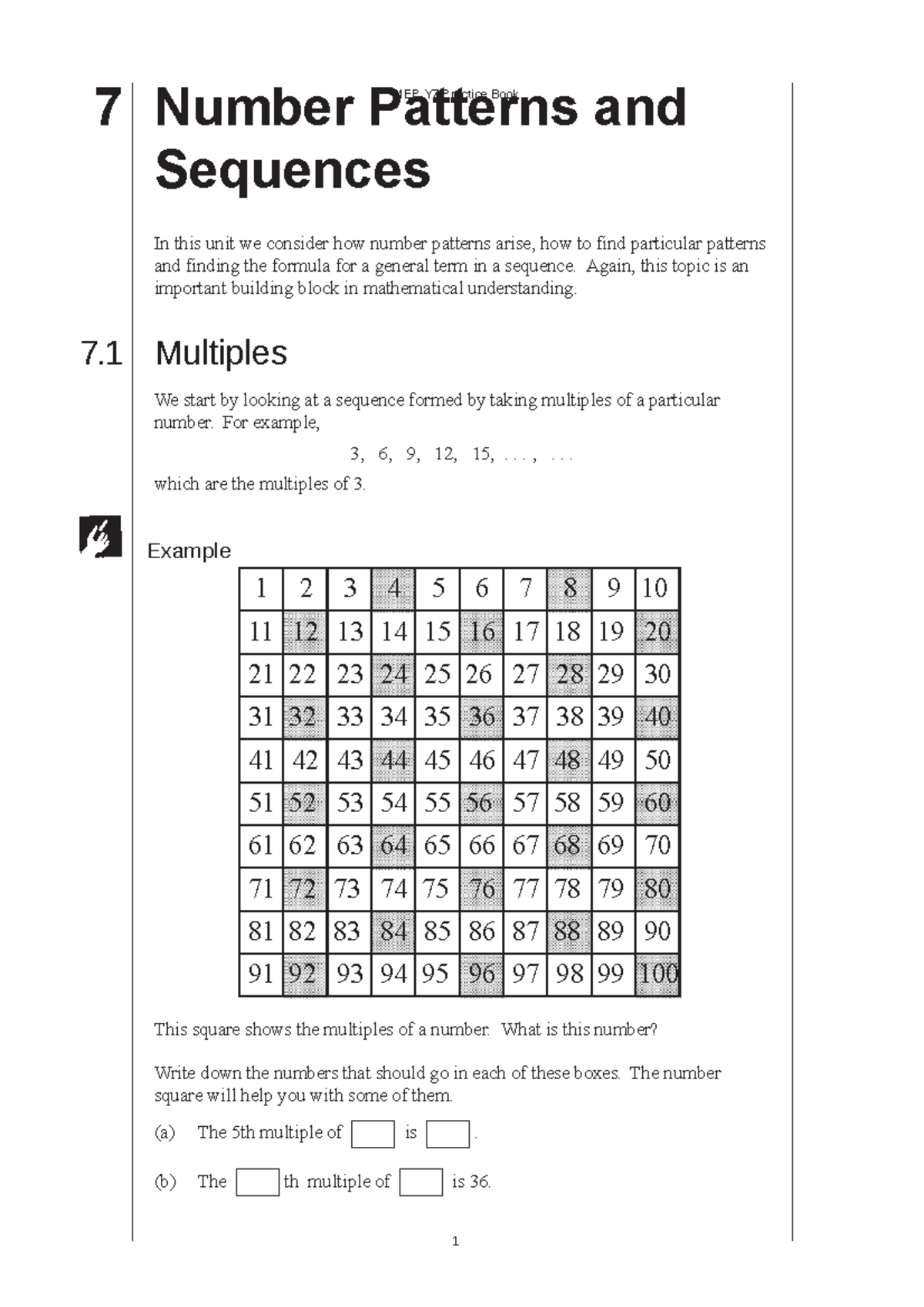 7 Number Patterens and Sequences - Again, this topic is an important ...