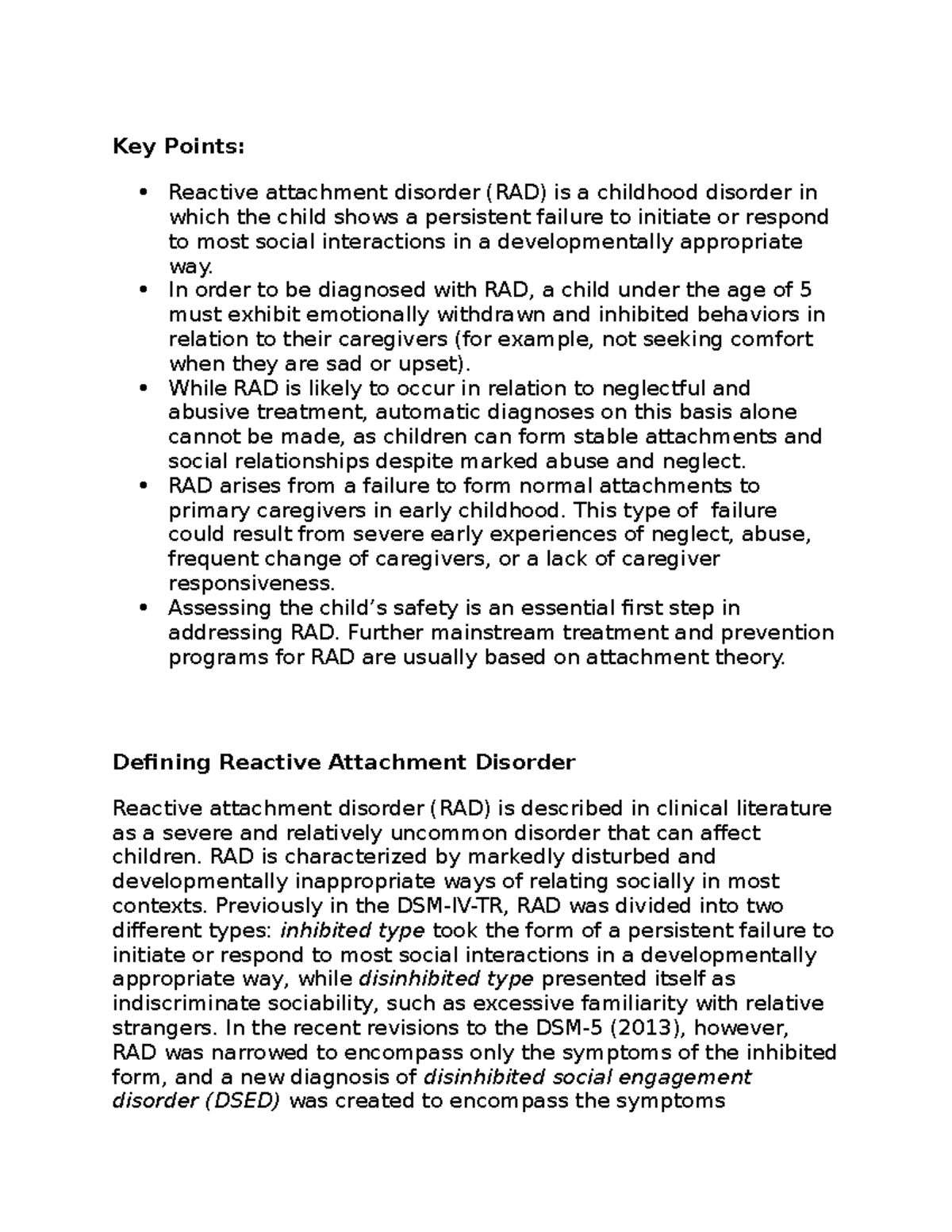 Reactive attachment disorder - In order to be diagnosed with RAD, a ...