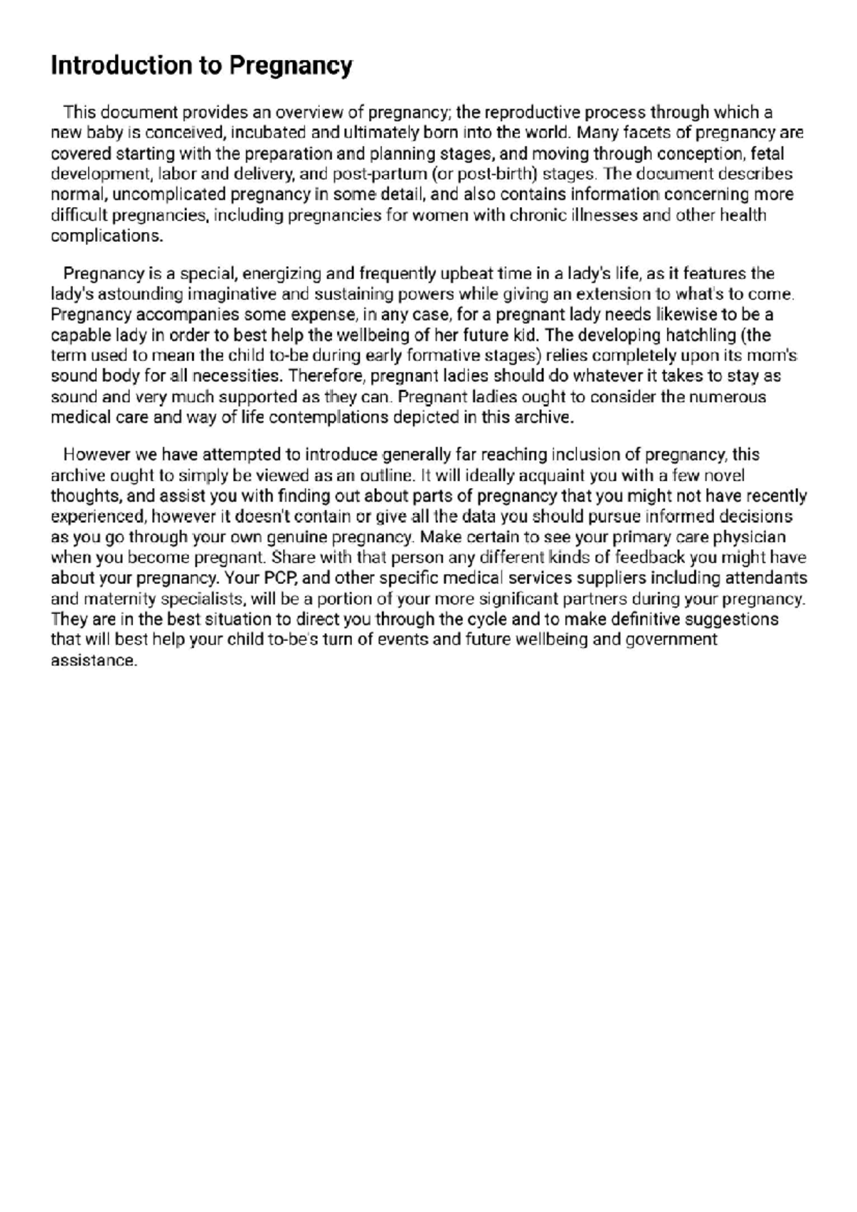 Introduction Pregnancy - Ma social science - Studocu