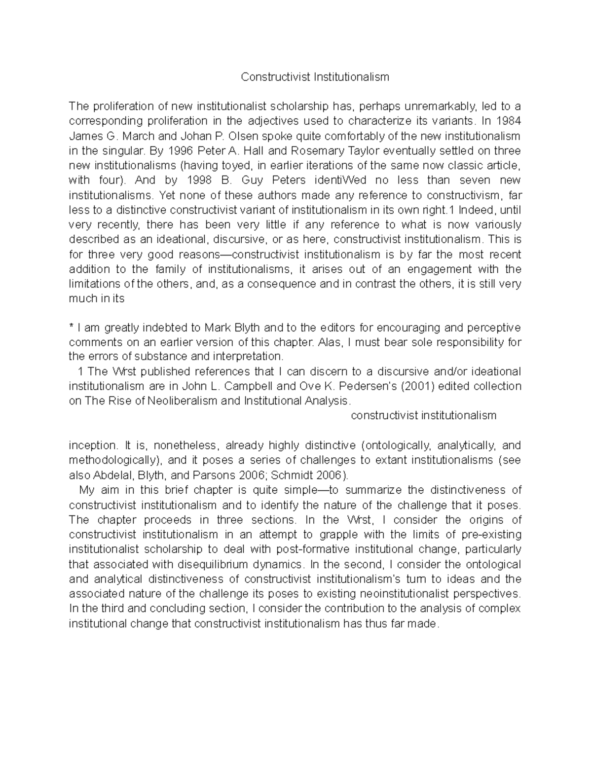 4 Constructivist Institutionalism - In 1984 James G. March and Johan P ...