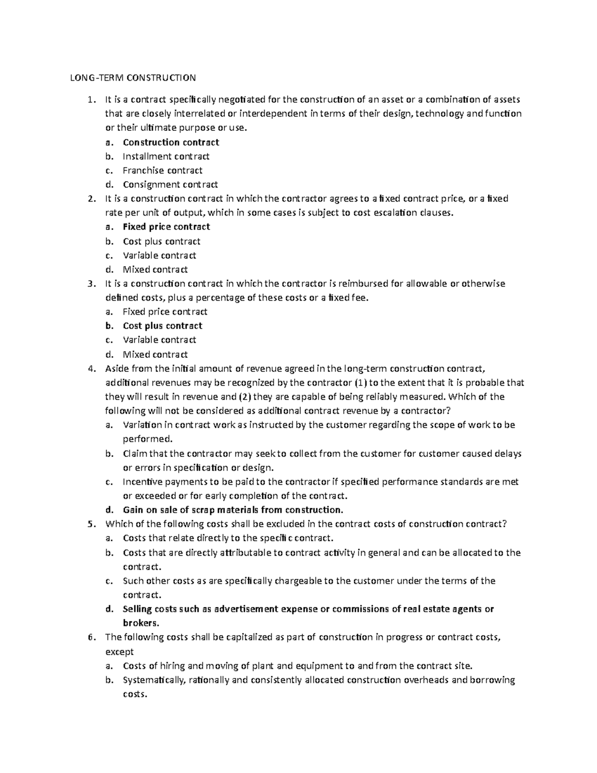 LONG-TERM Construction Quizzer - LONG-TERM CONSTRUCTION It is a ...