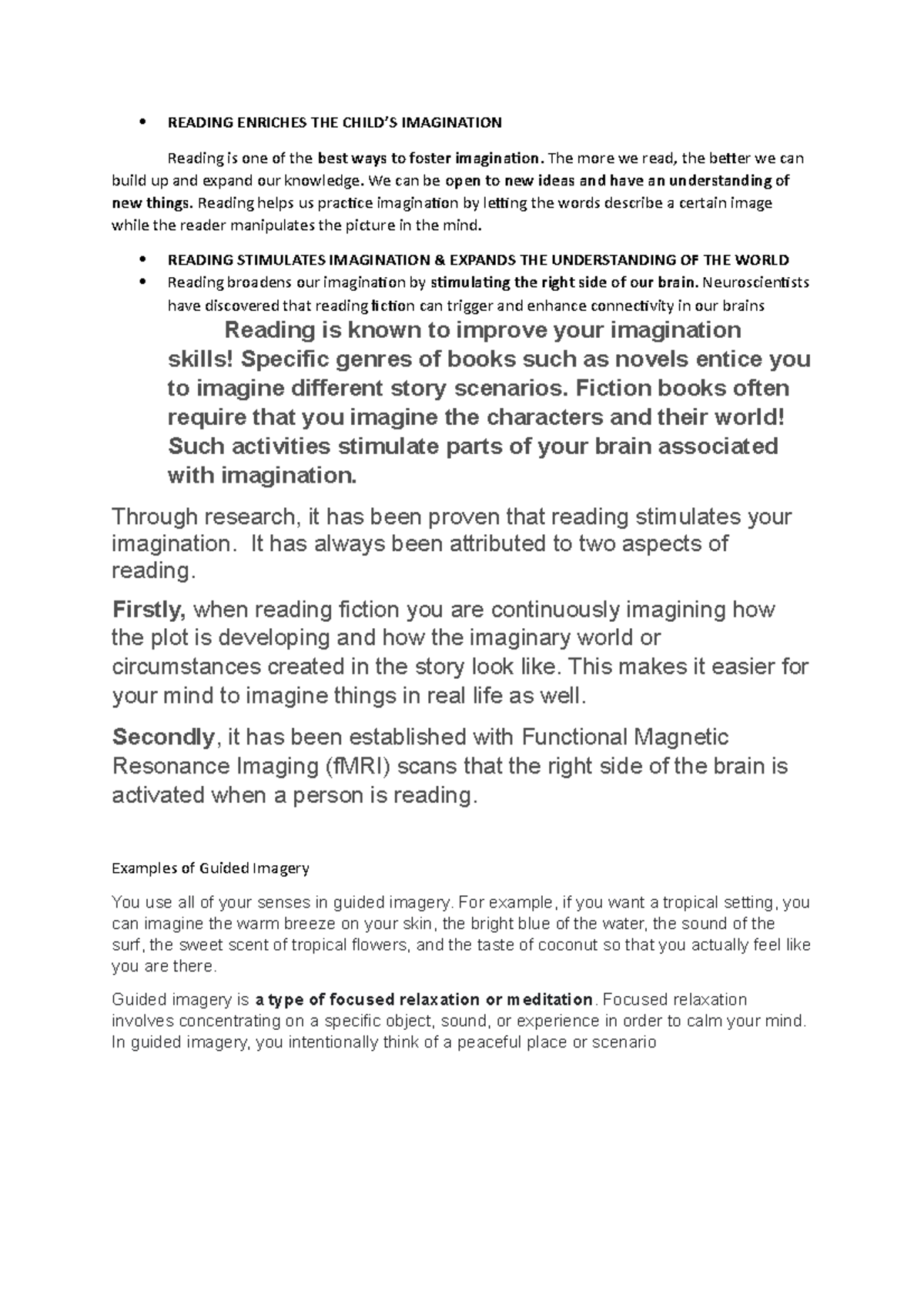 Guided imagery script - I would like to use this paper as my activity ...