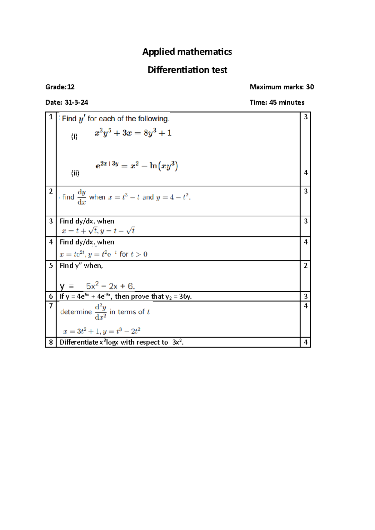 Test-Differentiation - Mathematics: Applications and Interpretation HL ...