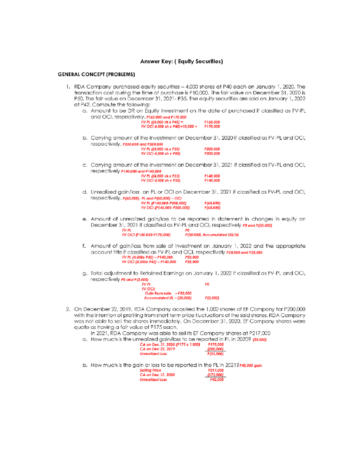 Equity securities - Advance Accounting - Studocu