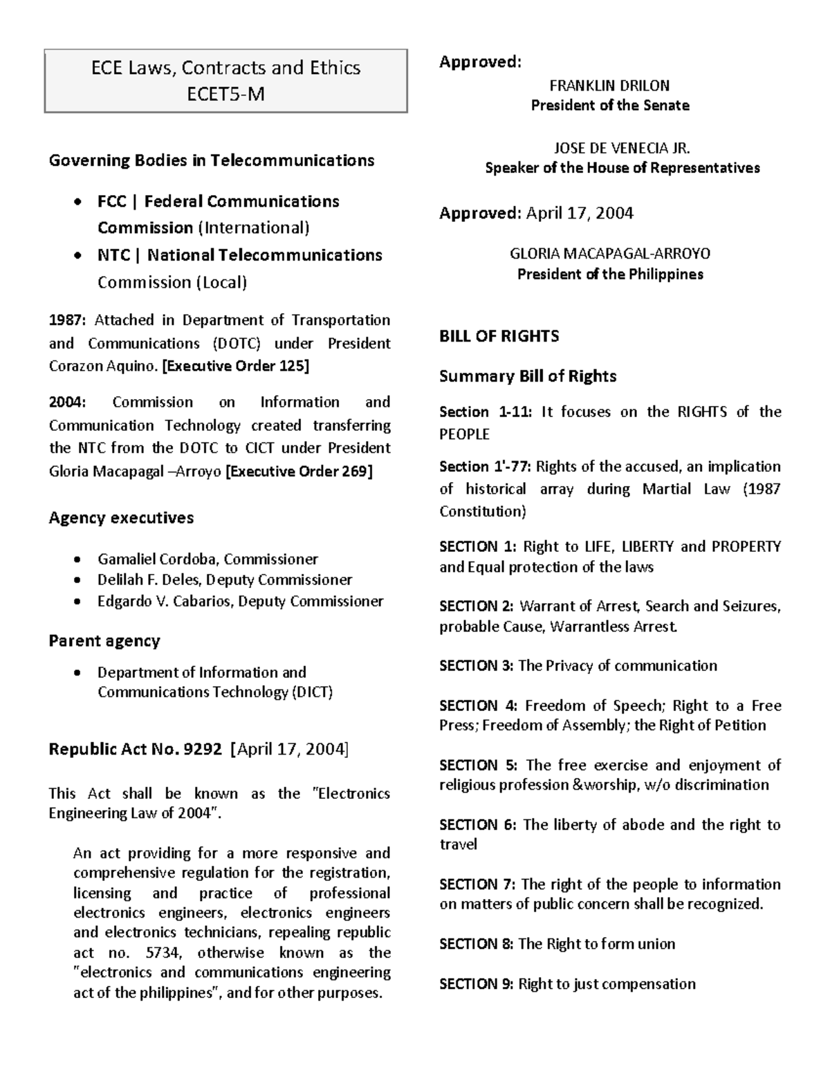 ECE Laws, Contracts and Ethics - Governing Bodies in Telecommunications ...