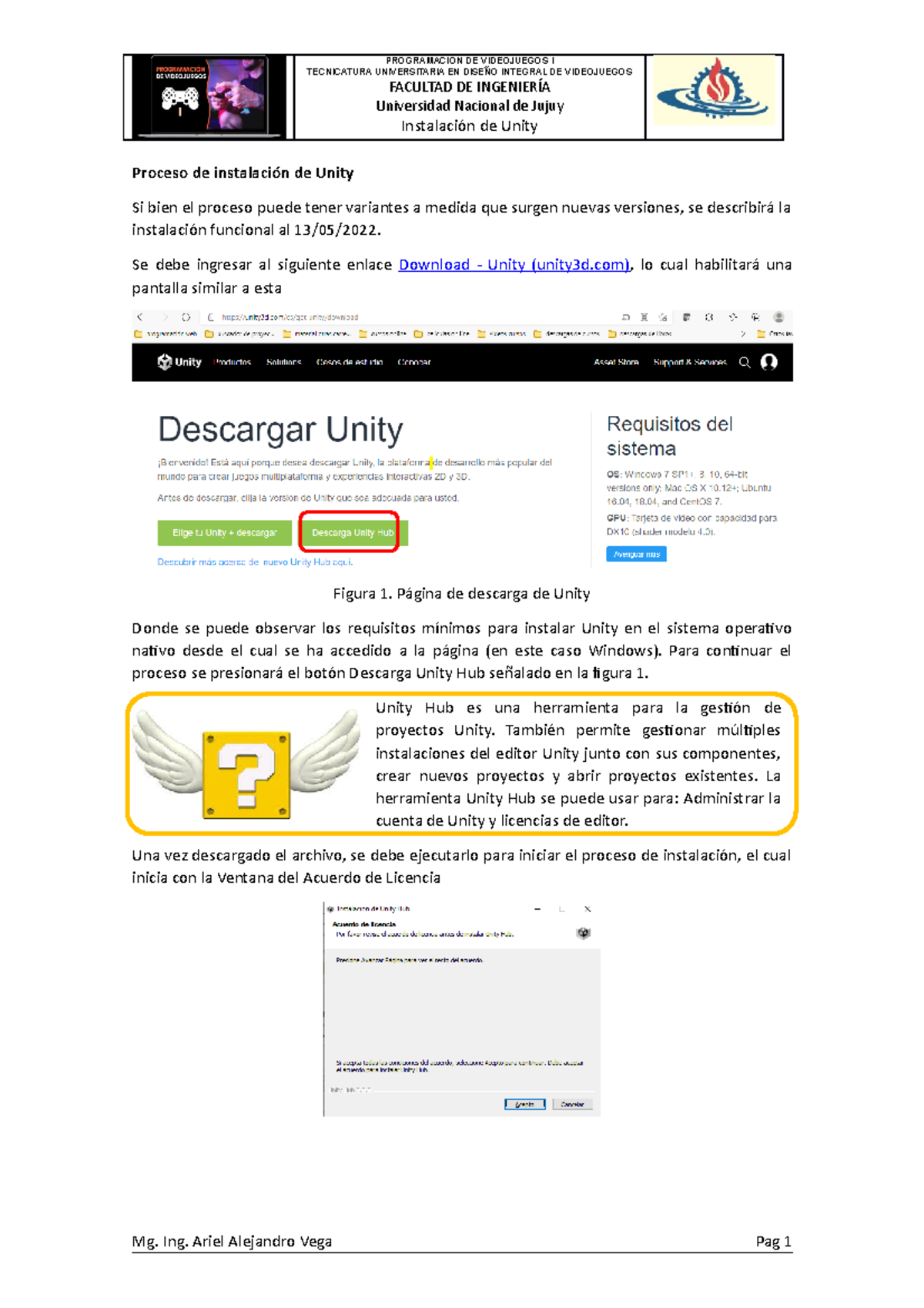 01 Proceso de instalación de Unity - FACULTAD DE INGENIERÍA Universidad Nacional de Jujuy - Studocu