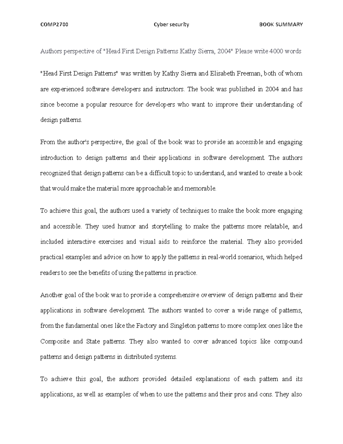 Authors perspective of Head First Design Patterns Kathy Sierra, 2004 ...